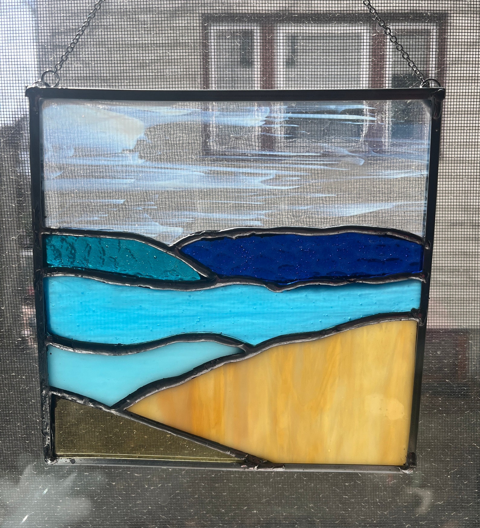Beach Stained Glass Panel - Etsy