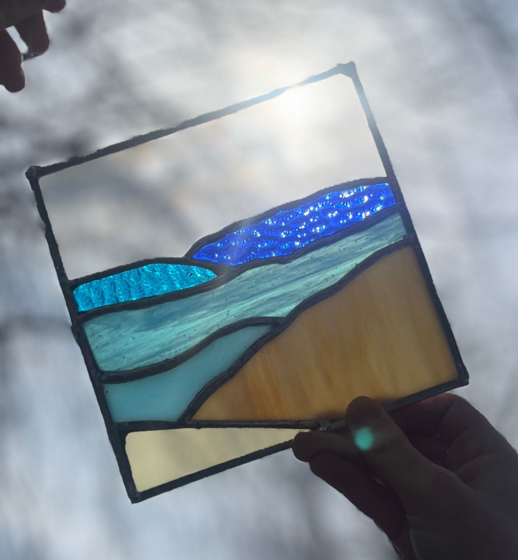 Beach Stained Glass Panel - Etsy
