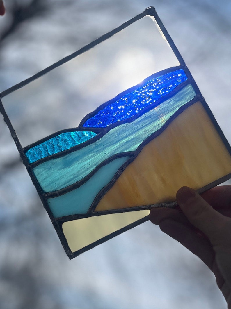 Beach Stained Glass Panel - Etsy