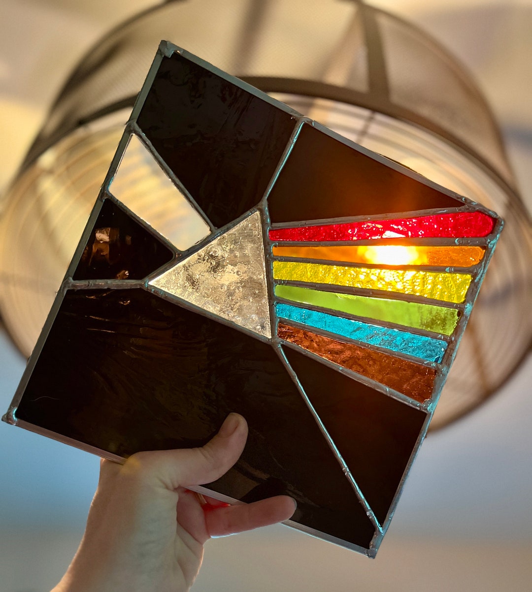 Rainbow Prism Stained Glass Panel - Etsy
