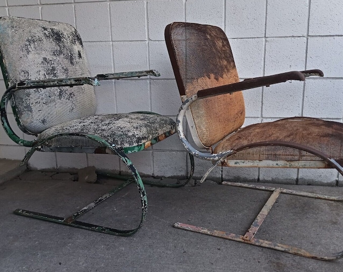 Vtg Pair Zerbee Texteel Mesh Cantilever Patio Chairs MCM Solid ...