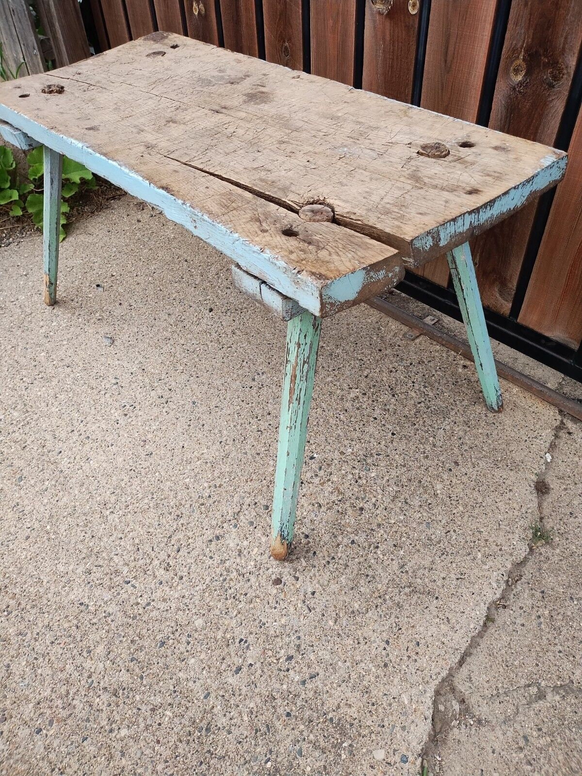 19th Century Antique Hog Pig Bench Table Early Paint Butcher Block 48 ...