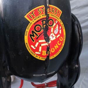 Antique Mobo Pressed Steel Bronco Large Riding Toy Dark Horse HTF Black ...