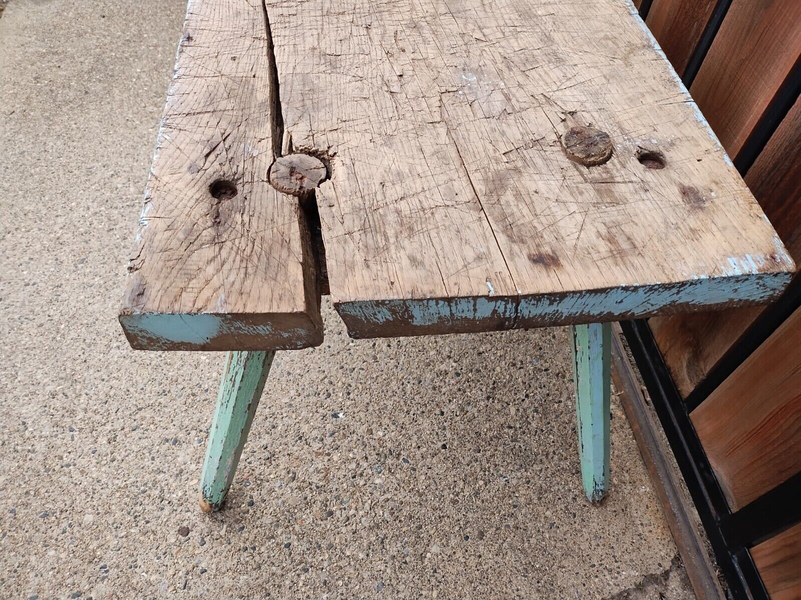 19th Century Antique Hog Pig Bench Table Early Paint Butcher Block 48 ...