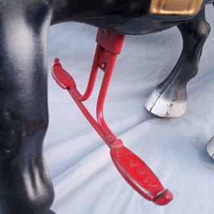 Antique Mobo Pressed Steel Bronco Large Riding Toy Dark Horse HTF Black ...