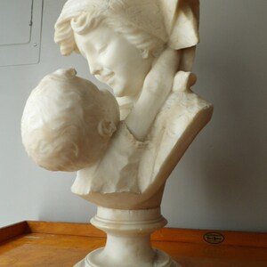 Antique Alabaster Bust Mother Child maternita A. Malavolti 1876-1947 ...