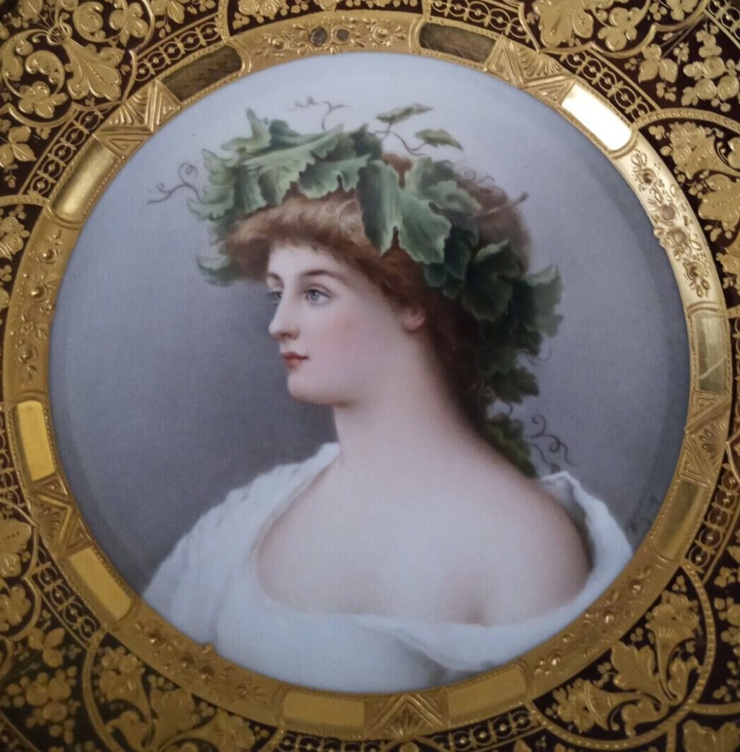 Antique Royal Vienna Portrait Plate Wagner "ariadne" Raised Giltwork ...