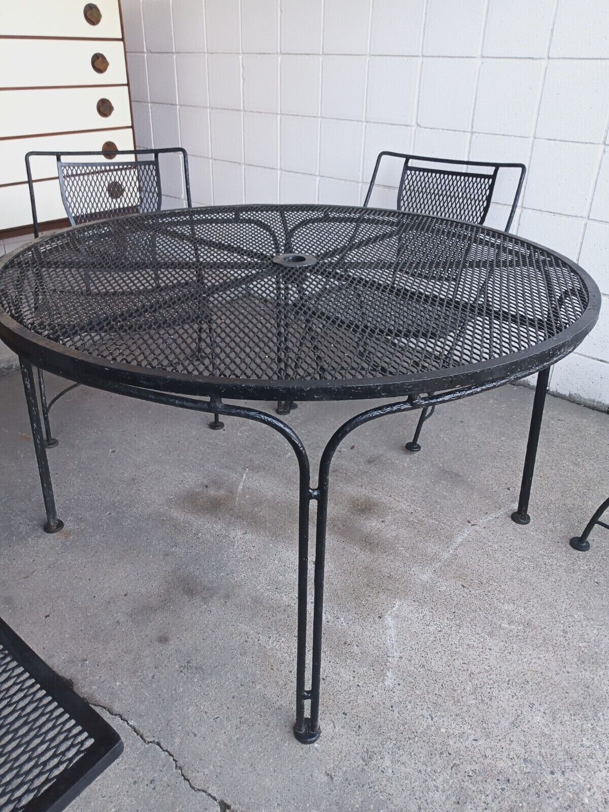 Salterini Woodard Low Lounge Tree Bark MCM Vtg Wrought Iron Patio Set ...