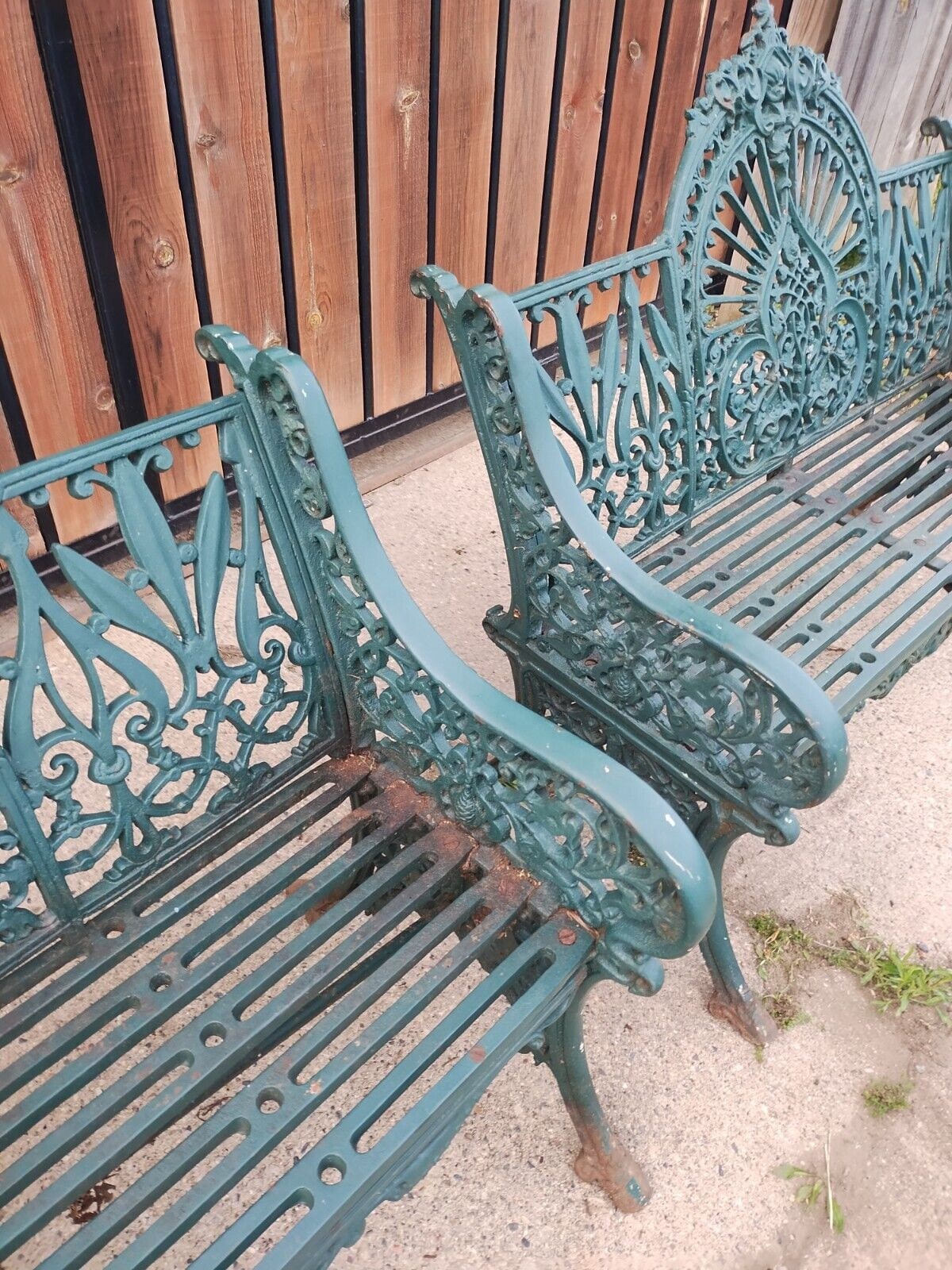 Pair 2 Antique Cast Iron Victorian Garden Benches 48" We Deliver Pierce ...