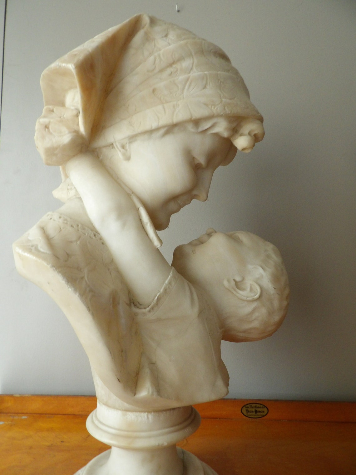 Antique Alabaster Bust Mother Child Maternita A. | Etsy