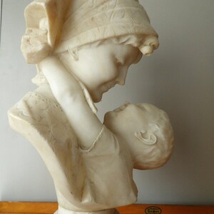 Antique Alabaster Bust Mother Child maternita A. Malavolti 1876-1947 ...