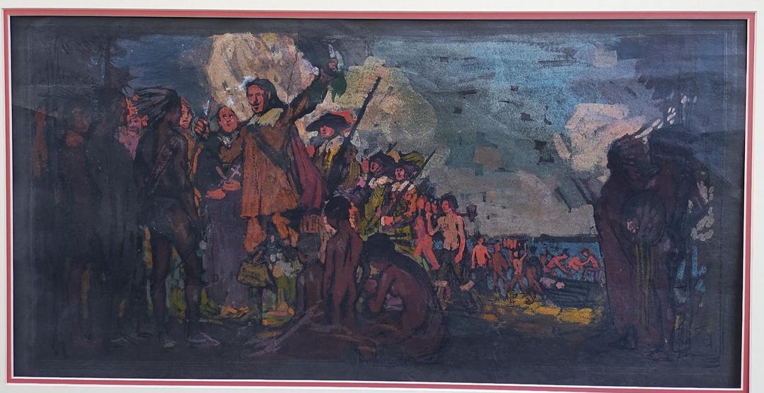 Rare Study Mural Detroit Free Press Roy Gamble Scarab Club Cadillac ...