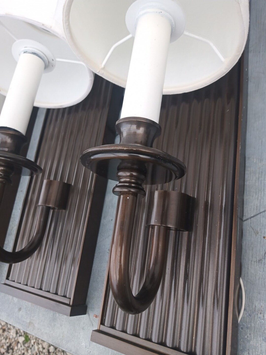 7 Vtg 3 Pair +1 Louis Baldinger & Sons NY MCM Wall Sconces Bronze 18 ...