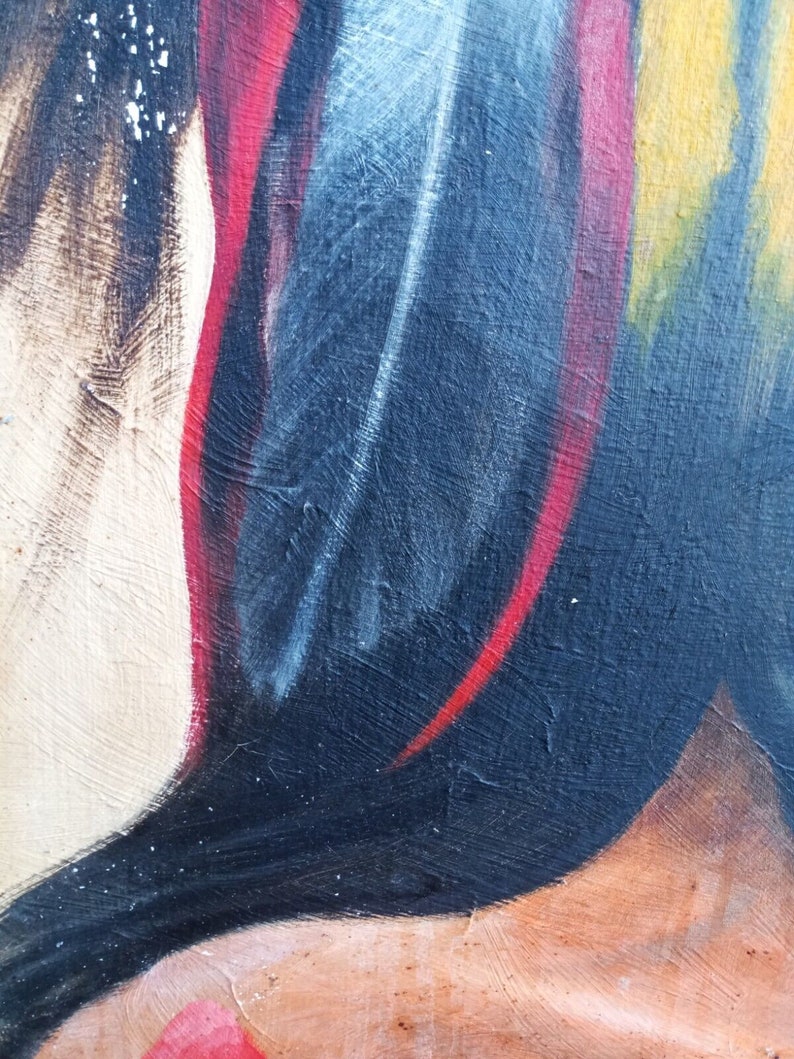 Vtg Mod Mcm Native American Portrait James Dietz Ca Wa Illustrator Oil ...