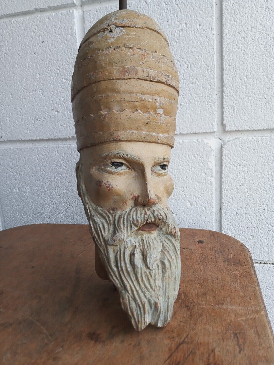 Fine 19th C Rod Marionette Puppet Middle Eastern Man Carved Wood Head ...