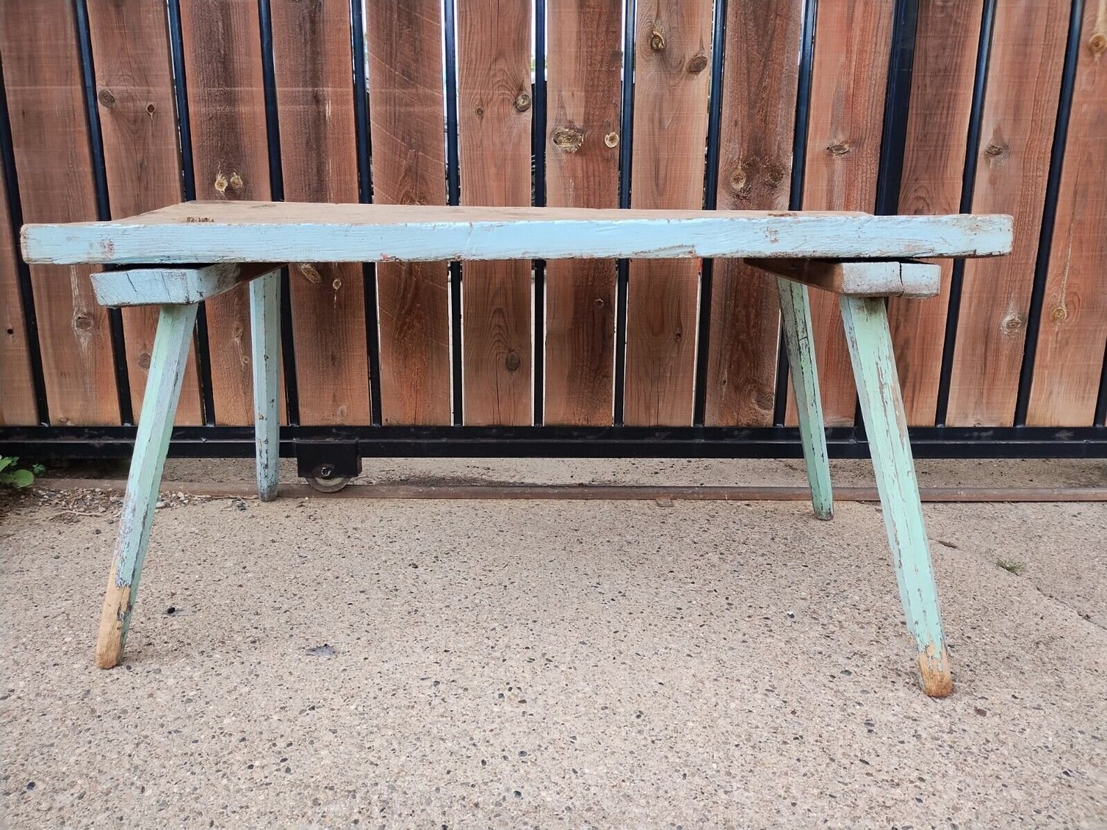 19th Century Antique Hog Pig Bench Table Early Paint Butcher Block 48 ...