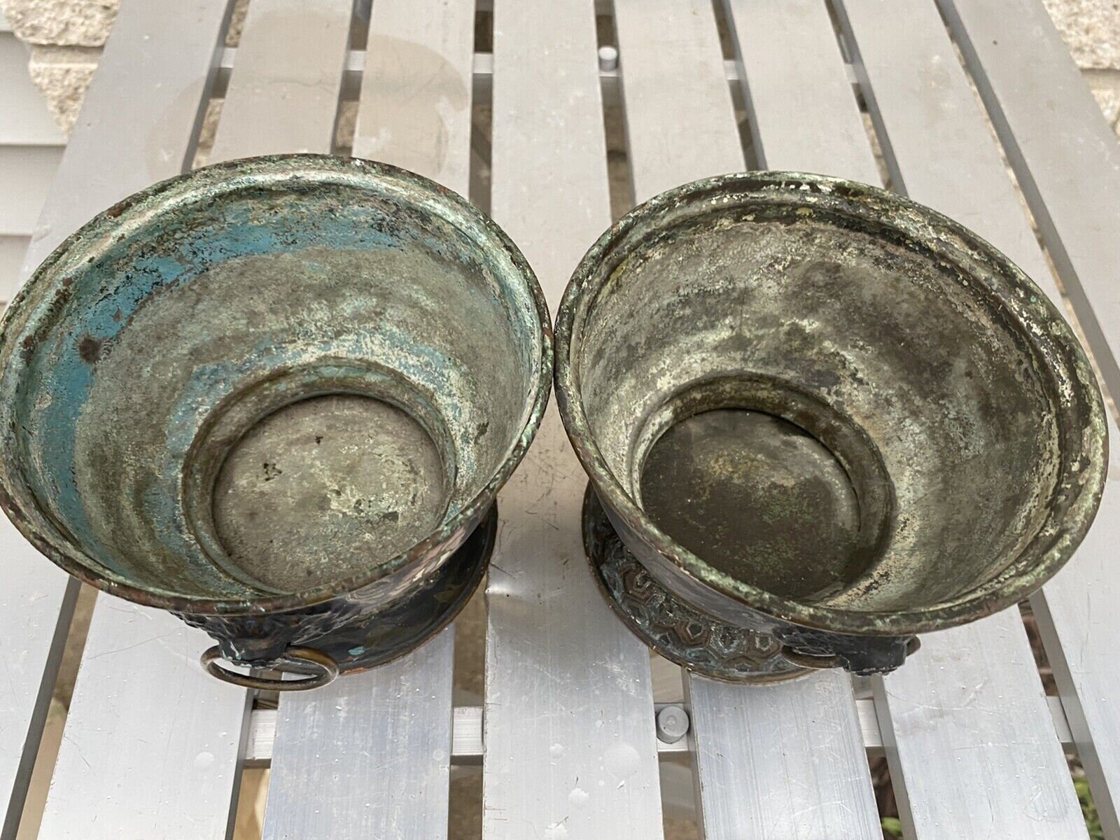 Pair 18th Century French Regency Painted Metal Cachepots Cache Pots ...