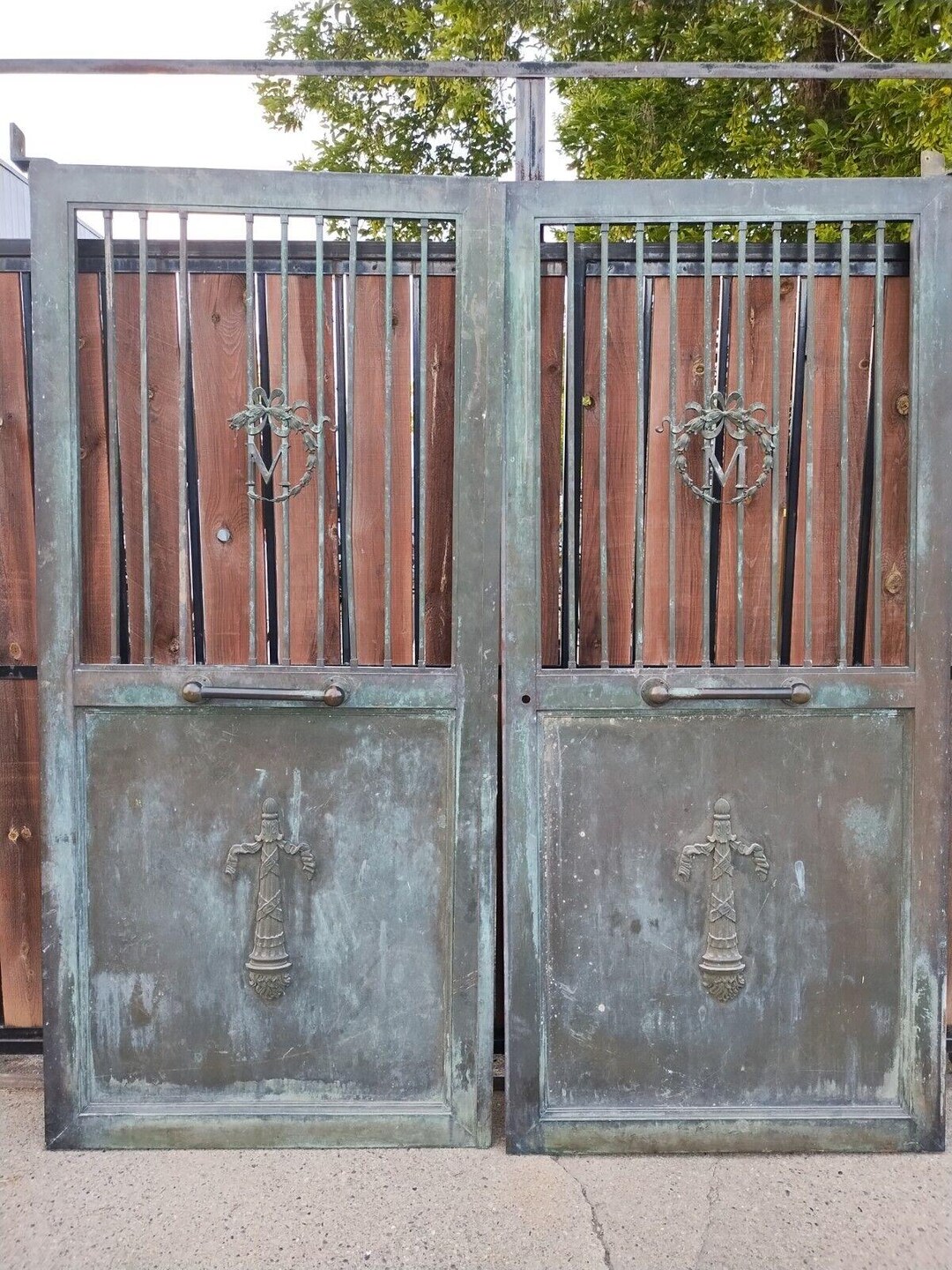 Antique French Bronze Doors Pair "m" Wine Cellar Bank Entrance 84"x62 ...