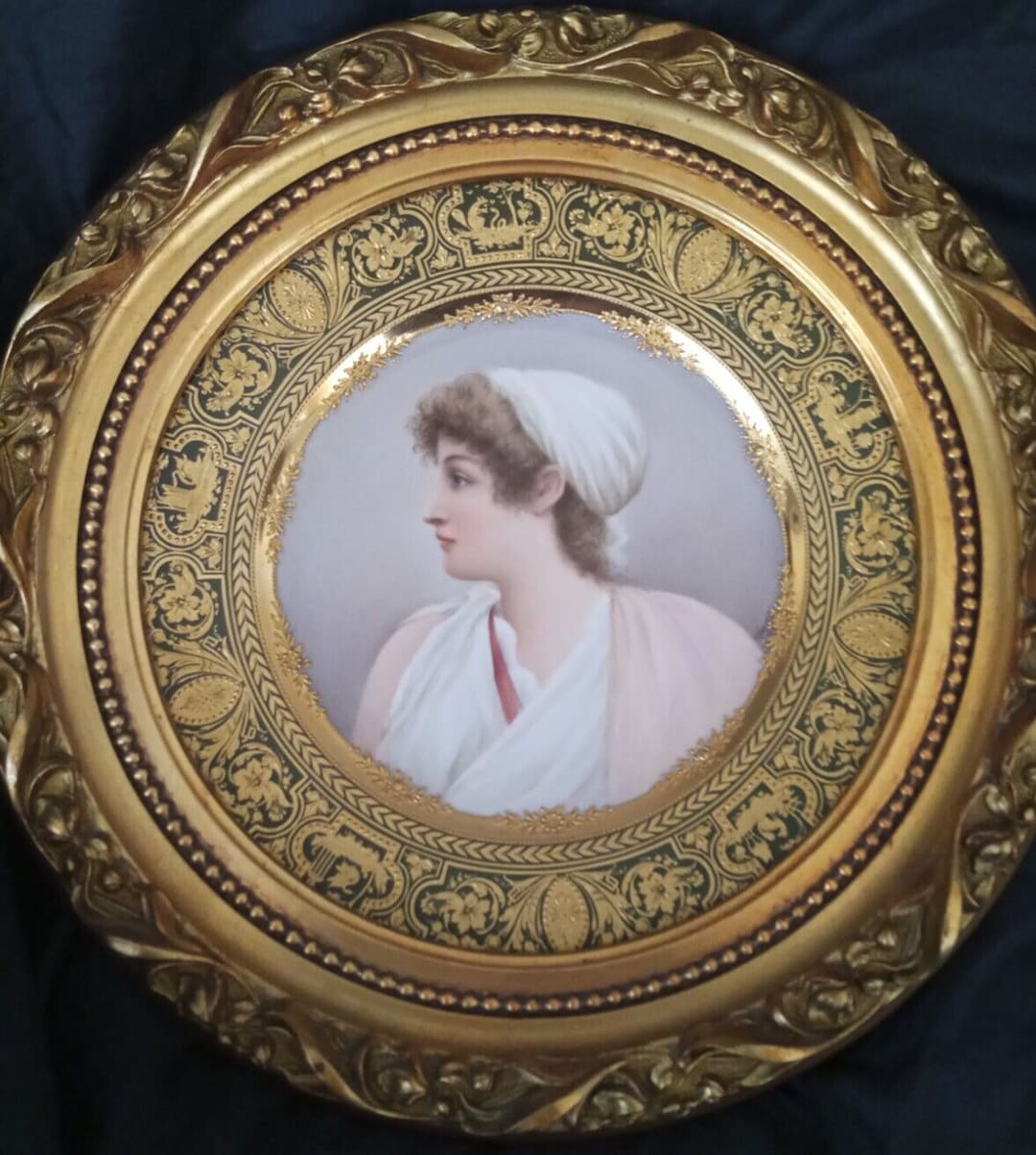 Antique Royal Vienna Portrait Plate Signed Wagner in Giltwood Frame 9. ...