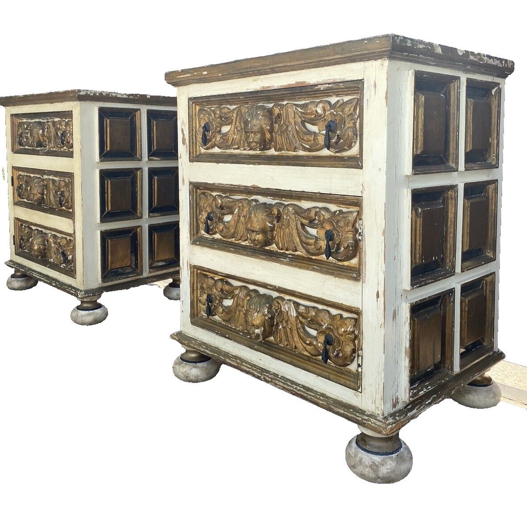 Antique Pair 2 Italian Renaissance Chest Cherubs Putti Mirrored C. 1900 ...