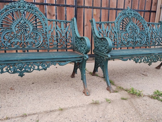 Antique Wrought Iron Benches A Pair Of Carron Foundry Cast Iron Garden