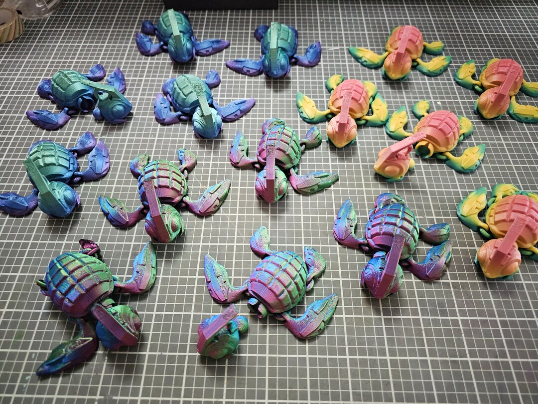 Granade Turtle / 3d Print / Articulated Turtle / Fidget Toy / Wiggle ...