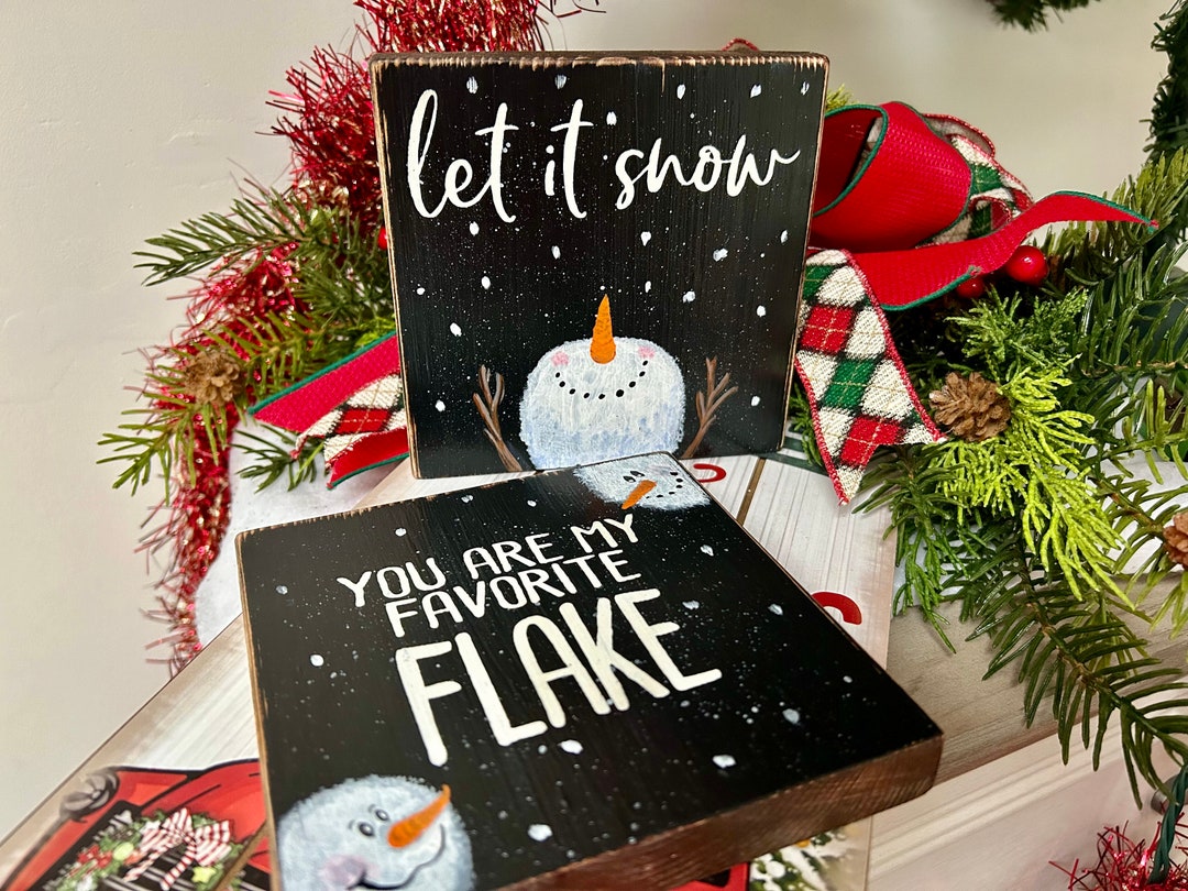 Hand Painted "let It Snow" Mini Wood Sign: Farmhouse Christmas Decor - Etsy