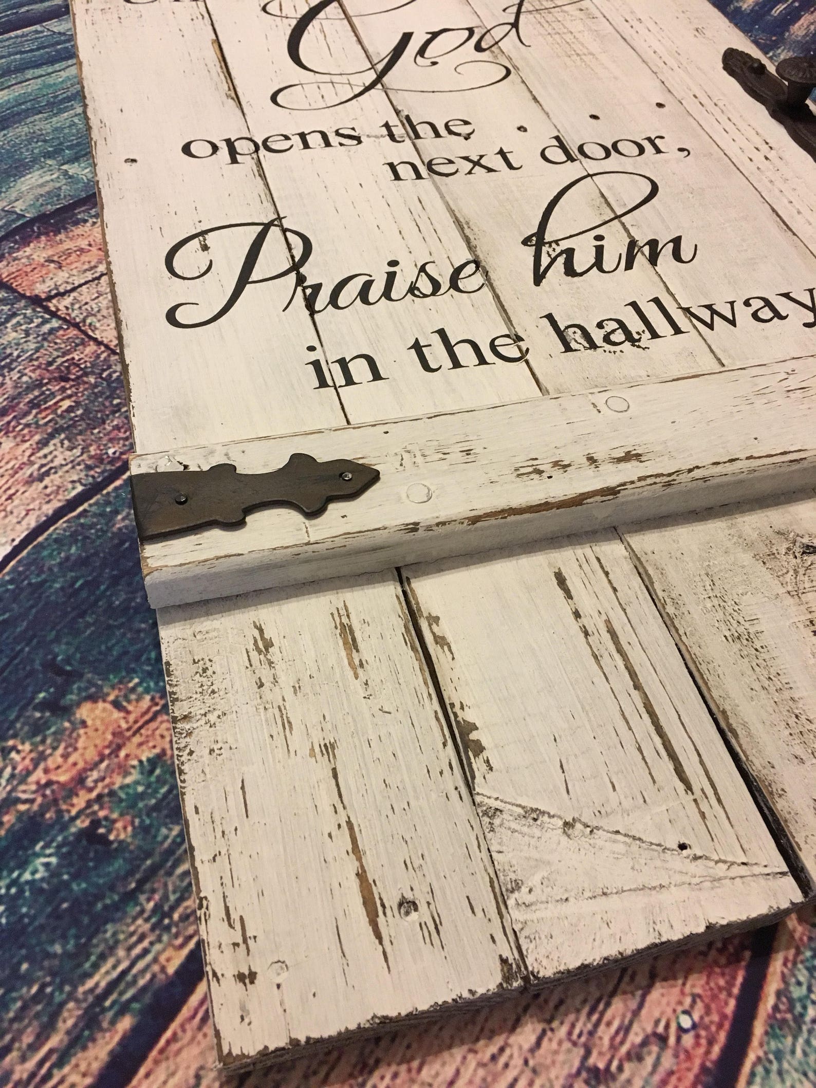 Until God Opens the Next Door Praise Him in the Hallway Sign, Rustic ...