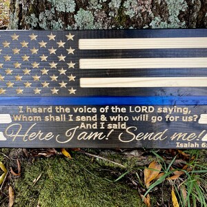 Engraved Thin Blue Line American Flag: First Responder Gift - Etsy