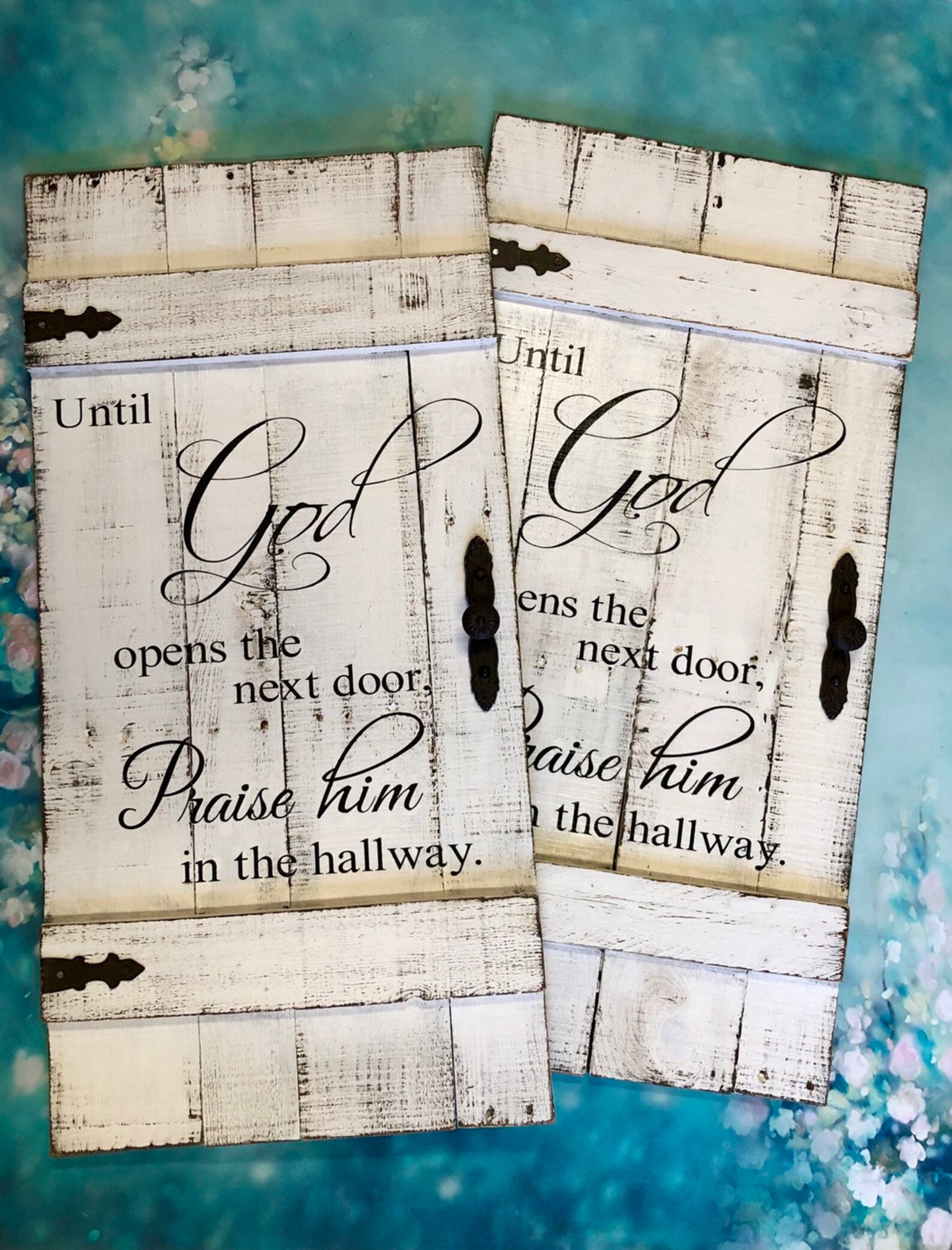 Until God Opens the Next Door Praise Him in the Hallway Sign, Rustic ...