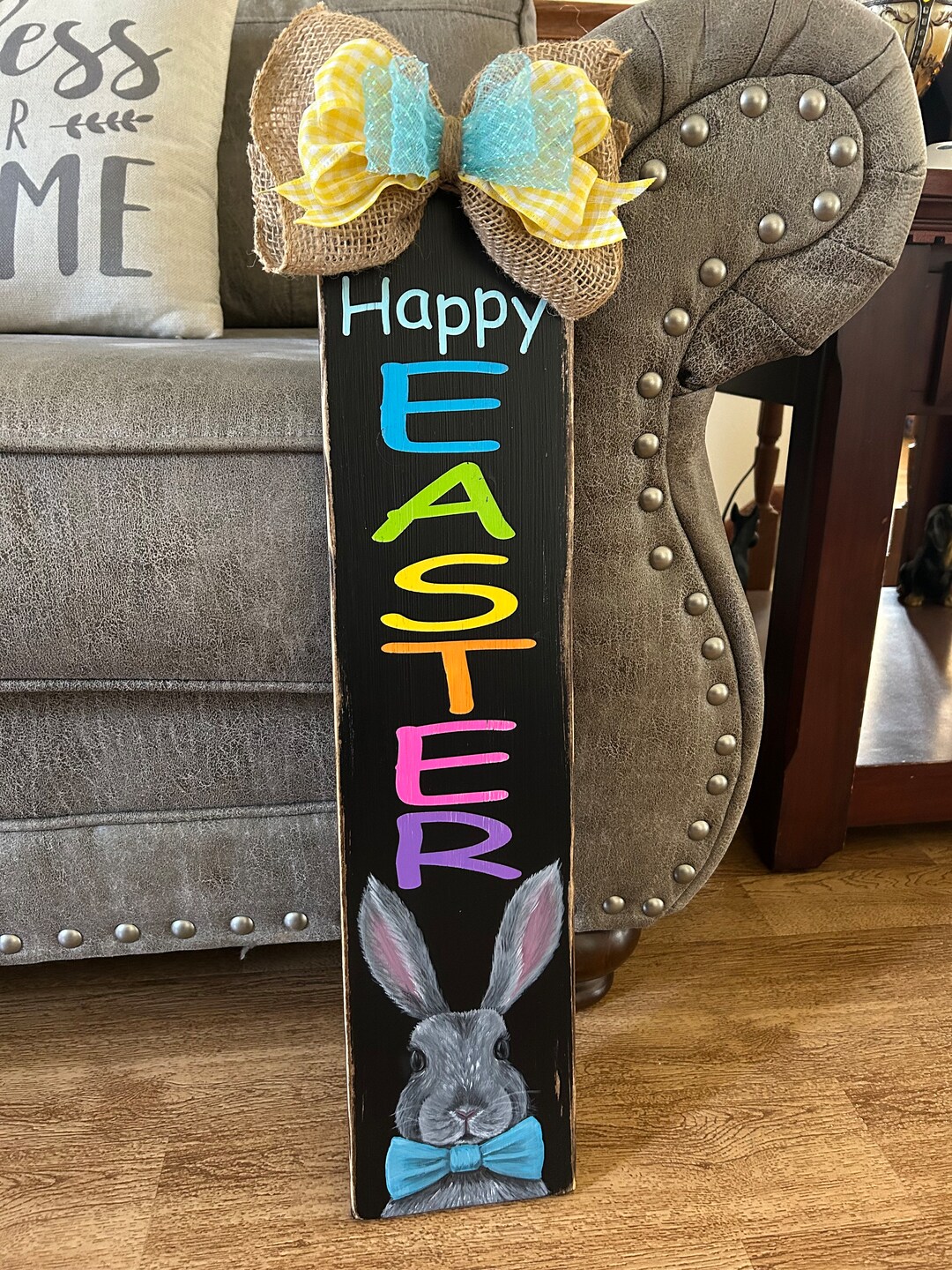 Easter Bunny Welcome Sign, Easter Sign, Easter Porch Sign, Porch Leaner ...