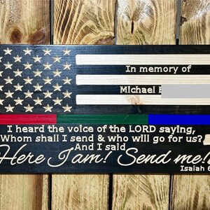 Engraved Thin Blue Line American Flag: First Responder Gift - Etsy