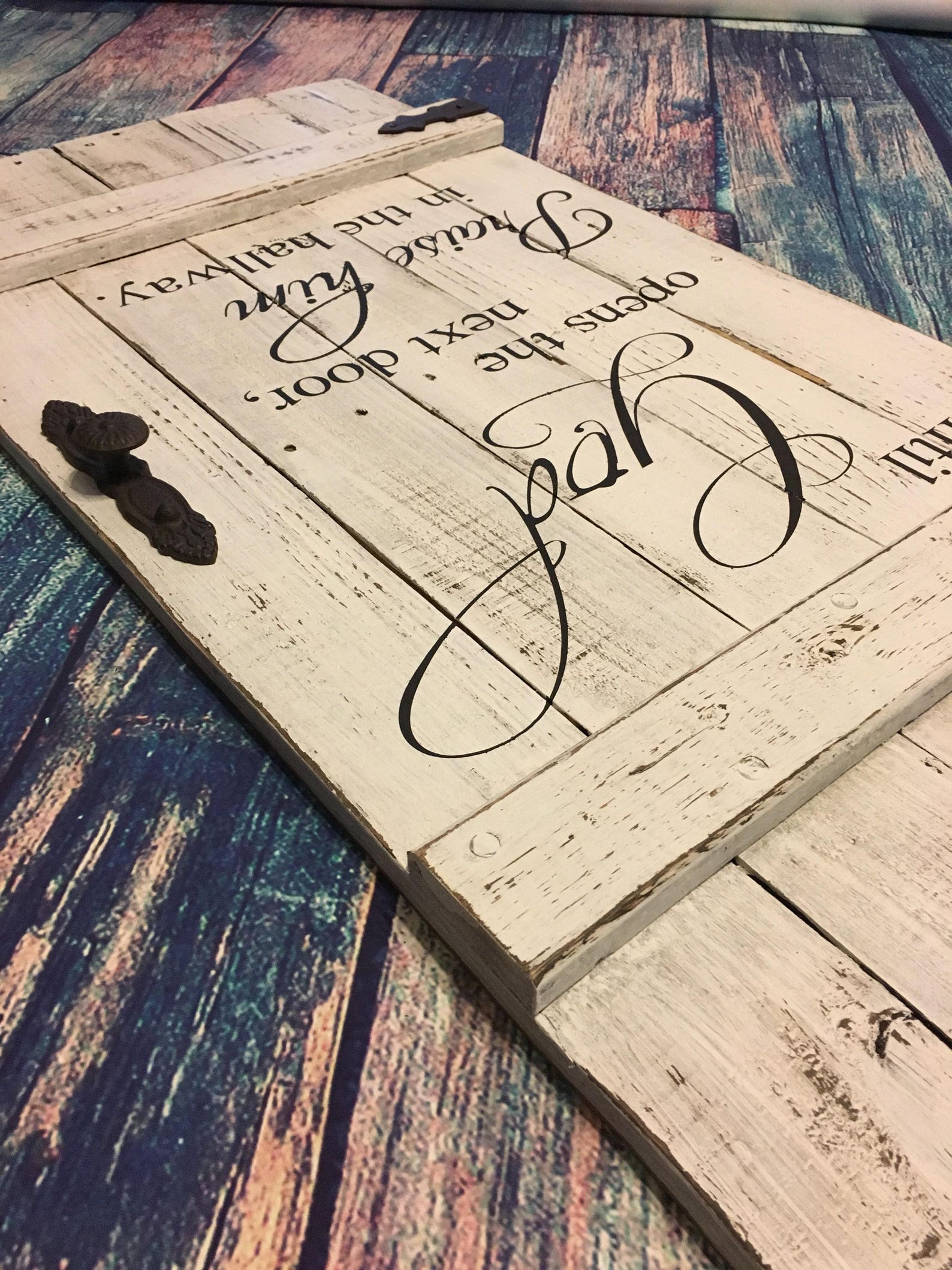 Until God Opens the Next Door Praise Him in the Hallway Sign, Rustic ...