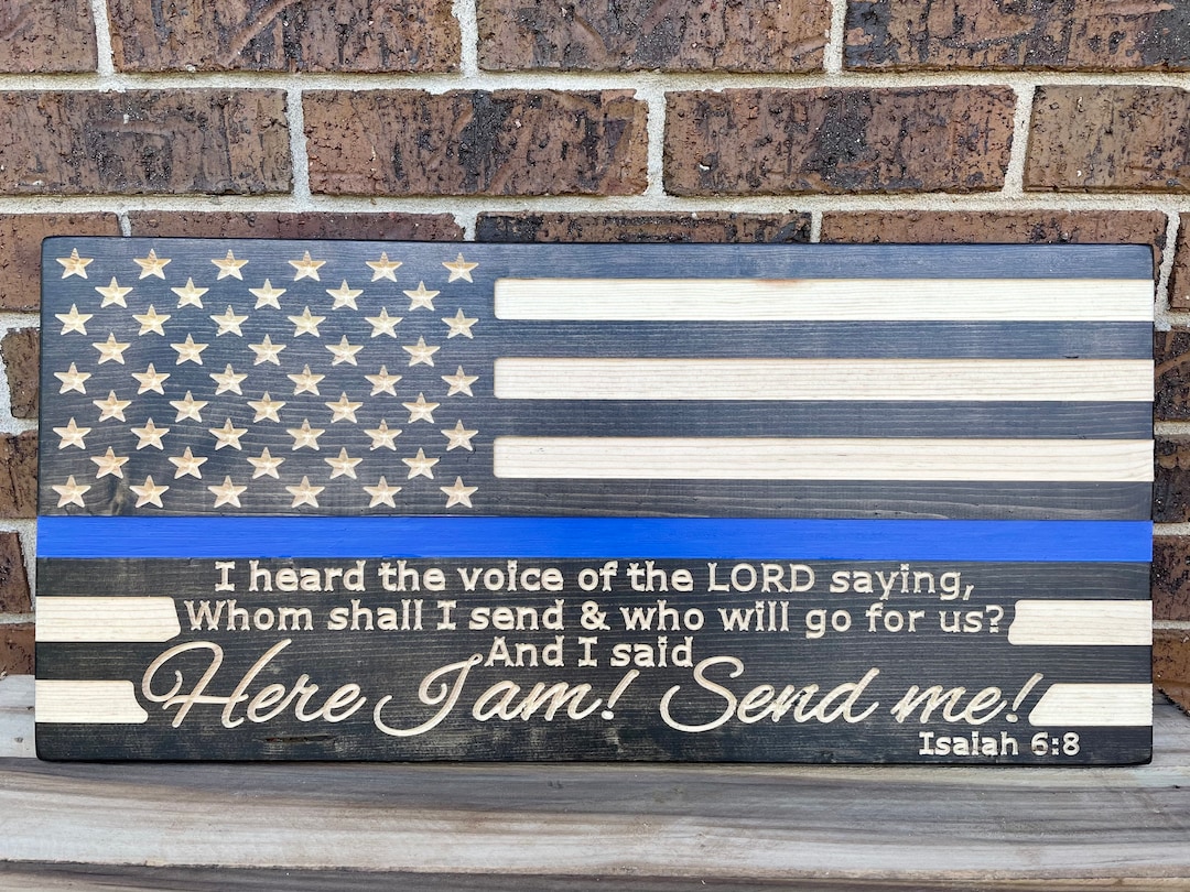 Engraved Thin Blue Line American Flag: First Responder Gift - Etsy