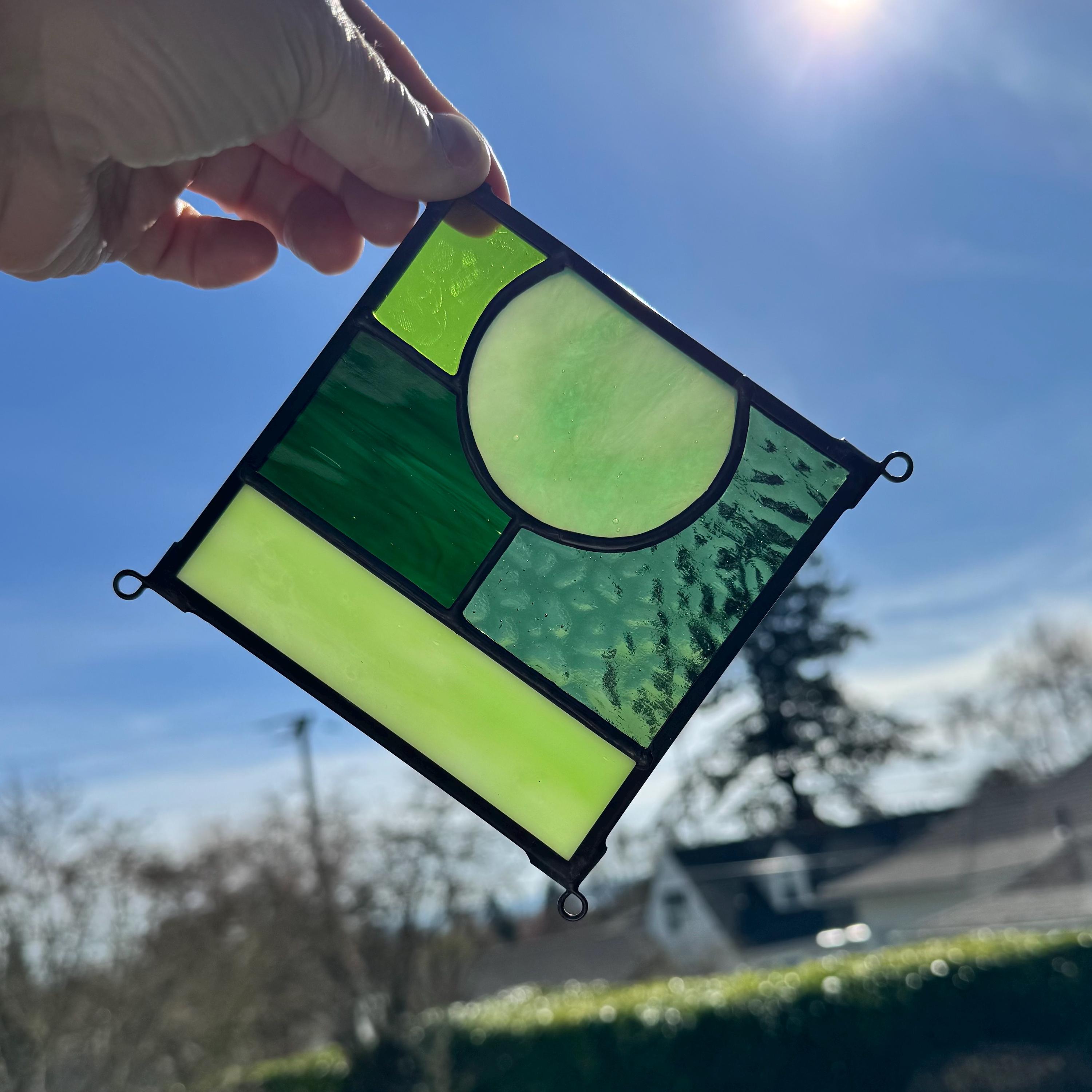 Small Abstract Square Stained Glass Suncatcher | 5" X 5" Gift Boxed - Etsy