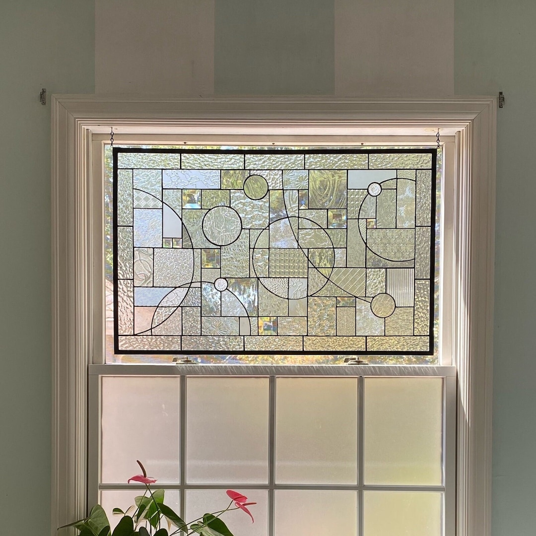 Large 21 X 33 Inches Handmade Stained Glass Privacy Window – Textured ...