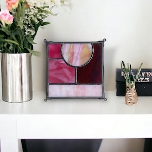 Small Abstract Square Stained Glass Suncatcher | 5" X 5" Gift Boxed - Etsy