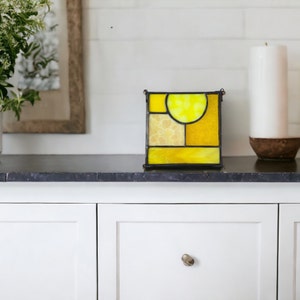 Small Abstract Square Stained Glass Suncatcher | 5" X 5" Gift Boxed - Etsy