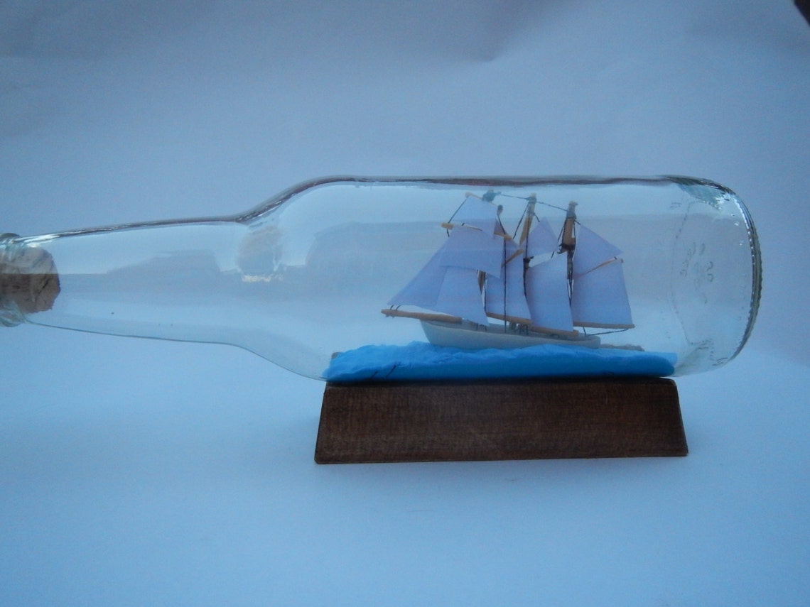 Ship in A Bottle Nautical Decor Sea Model Sail Boat Maritime ...