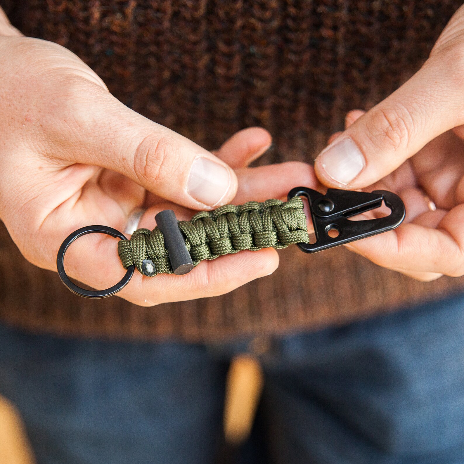 Paracord Survival Keyring with Flint - Etsy