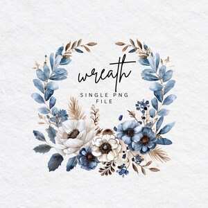 Winter Floral Clipart, Transparent Png, Watercolor Blue Flower ...