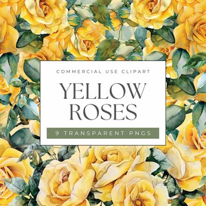 Digital Download, Yellow Roses Clipart, Yellow Rose Png, Watercolor ...
