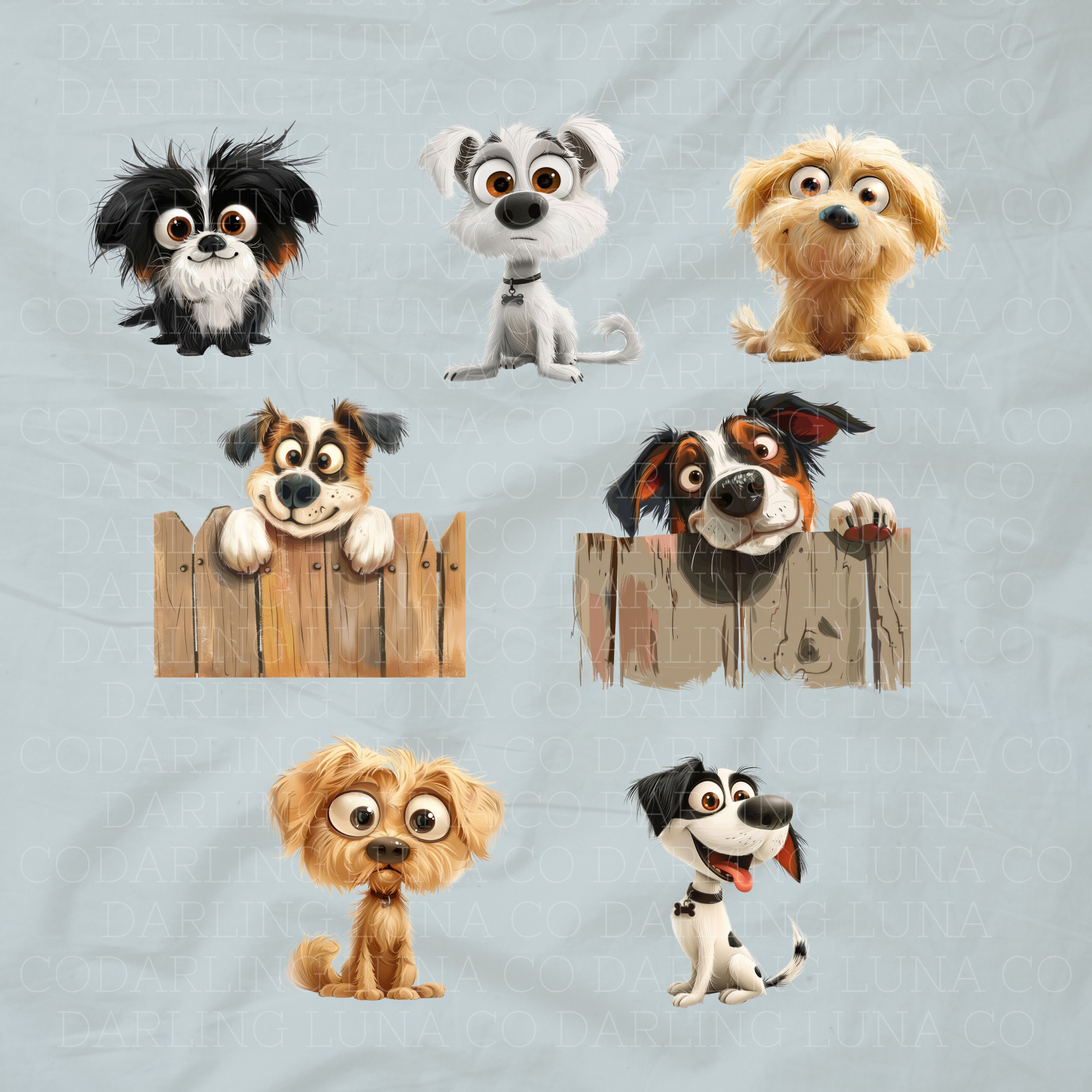 Funny Dog Clipart, Commercial Use, Funny Dog Clipart Bundle, Quirky Dog ...