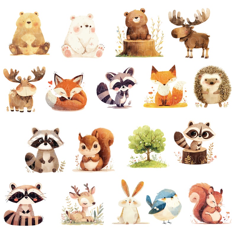 Woodland Nursery, Printable Woodlands, Forest Clipart, Woodland Animal ...