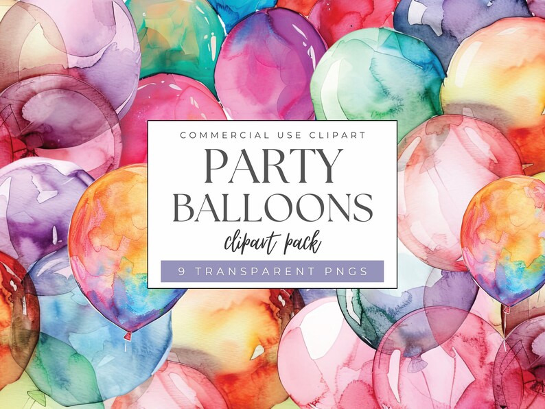Watercolor Balloons Clipart Birthday Clipart Watercolor Balloons Pastel ...