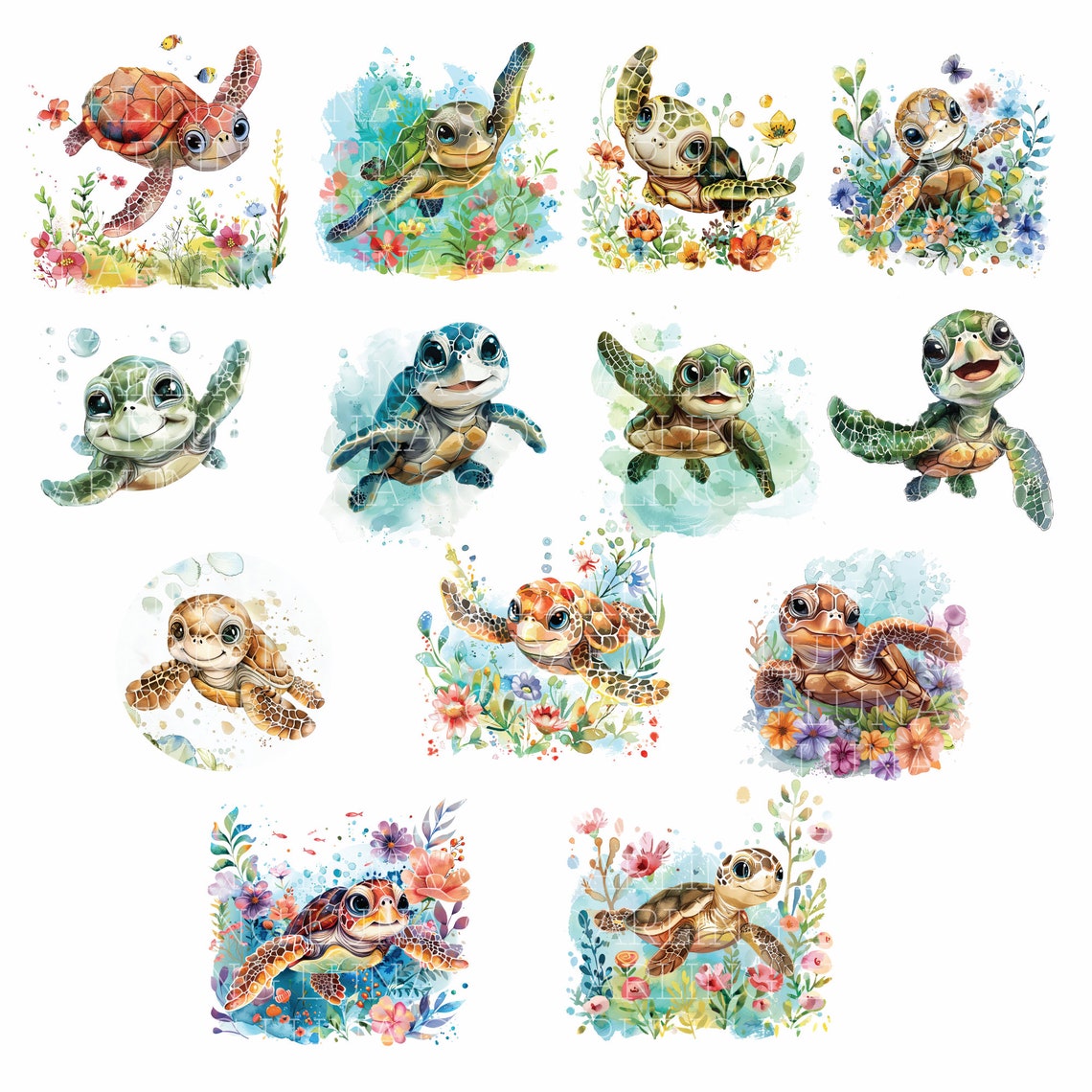 Watercolor Turtle PNG, Sea Turtle Clipart, Cute Turtle Clipart, Cute ...