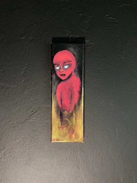 Lurking Red Man Acrylic Painting // Canvas Painting // Spooky - Etsy