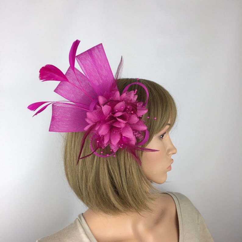 Pink Fascinator on Clip Hot Pink Fascinator Fuchsia Pink - Etsy UK