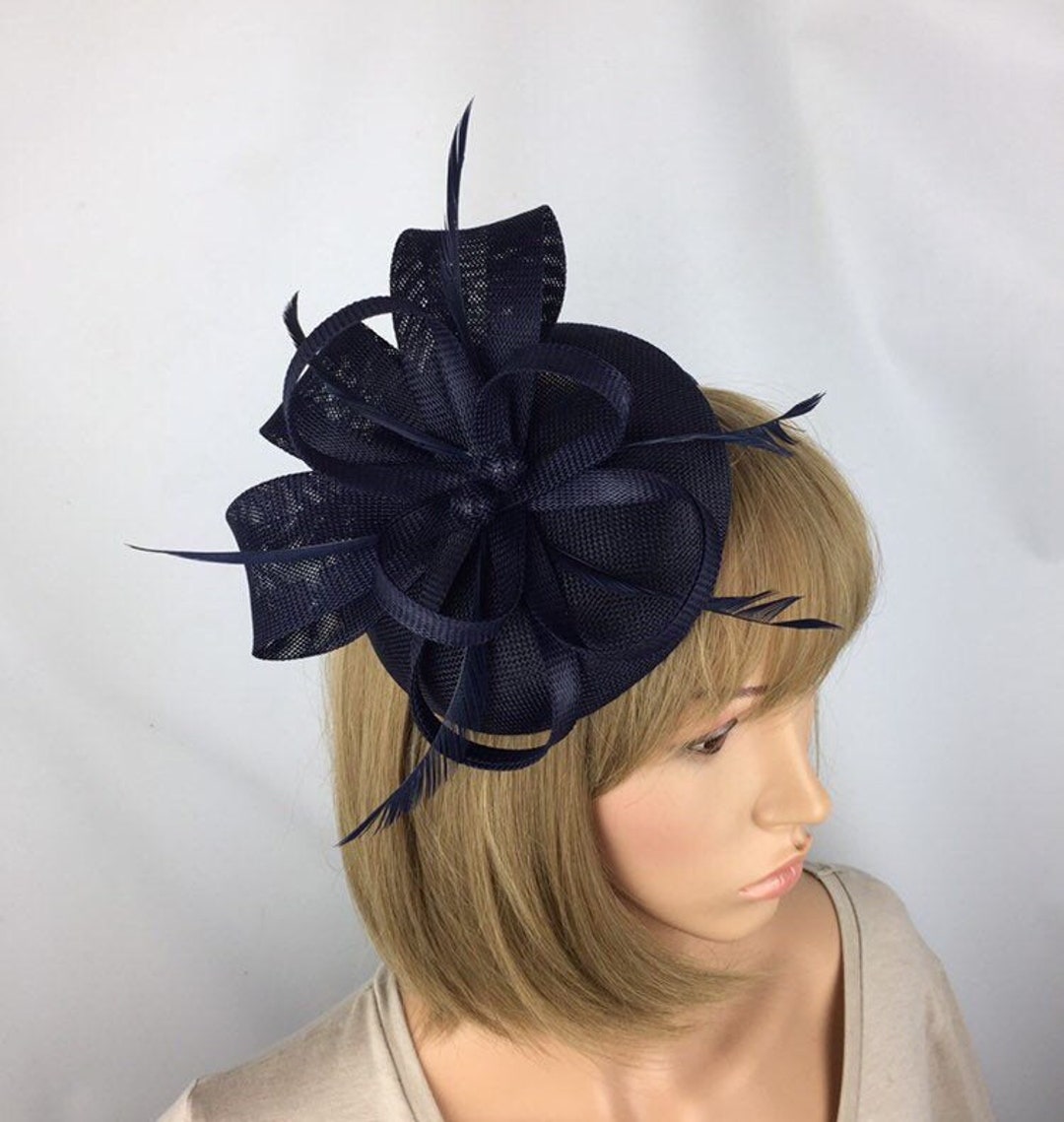 Navy Blue Fascinator Dark Blue Fascinator Navy Mother of the Bride ...