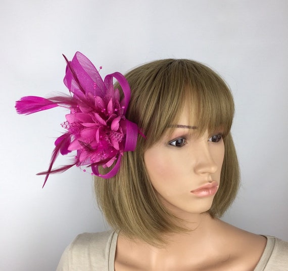 Pink Fascinator on Clip Hot Pink Fascinator Fuchsia Pink - Etsy UK